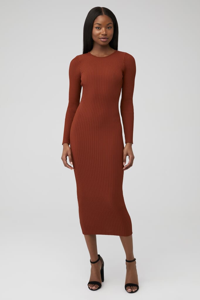 MINKPINK | Alba Knit Midi Dress in Ginger| FashionPass