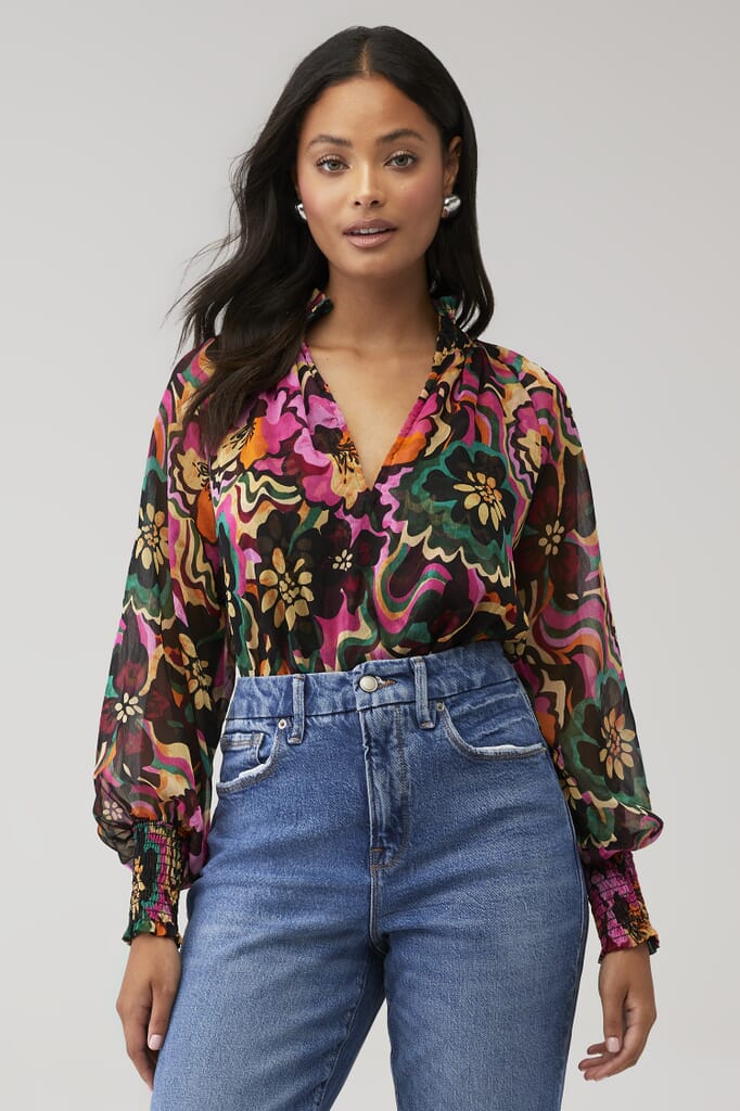 MISA Los Angeles | Alexis Top in Flora Groove Chiffon| FashionPass