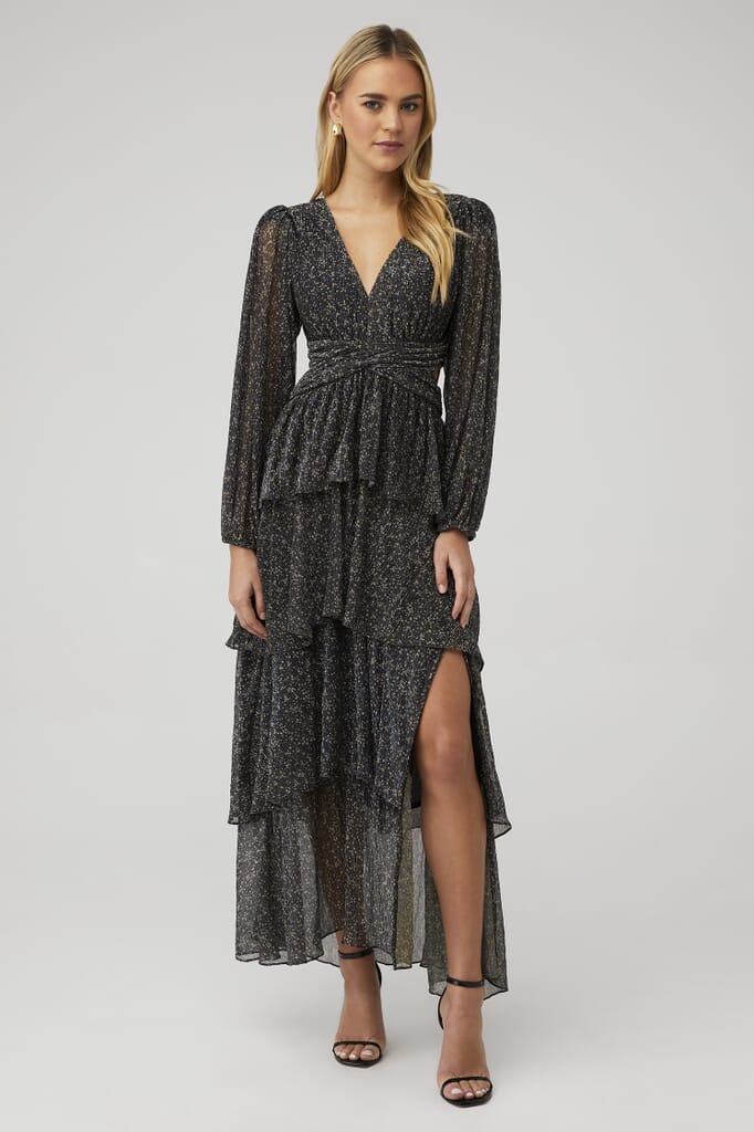 ASTR | Anora Dress in Black Multi| FashionPass