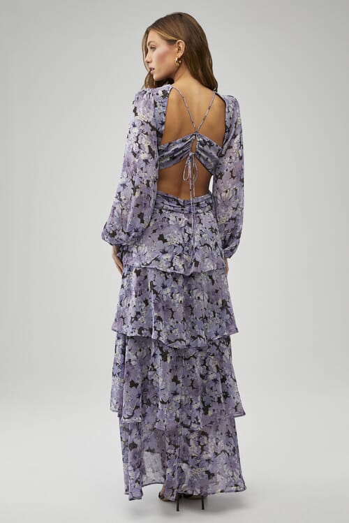 ASTR | Anora Dress in Black Purple Floral| FashionPass
