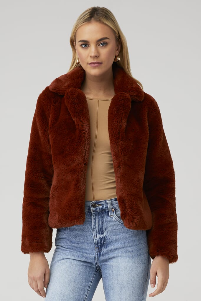 MINKPINK | Anya Faux Fur Jacket in Ginger| FashionPass