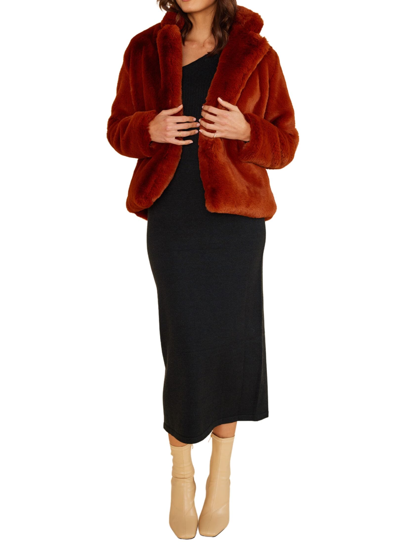 MINKPINK | Anya Faux Fur Jacket in Ginger| FashionPass