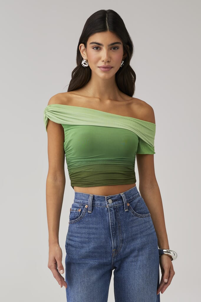 Bardot | Aurelia Mesh Top in Green Ombre| FashionPass