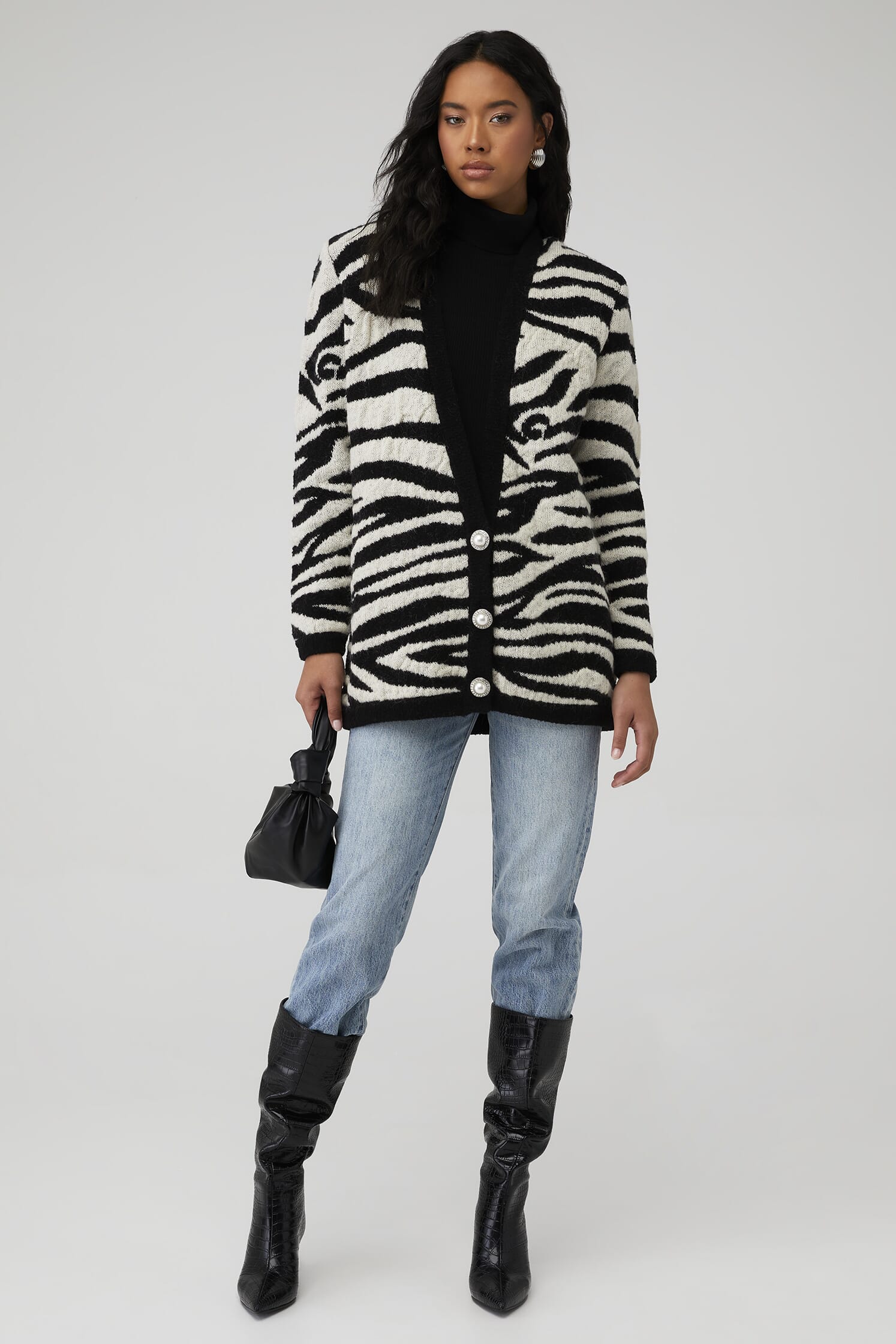 Ronny Kobo | Blair Knit Cardigan in Zebra Multi| FashionPass