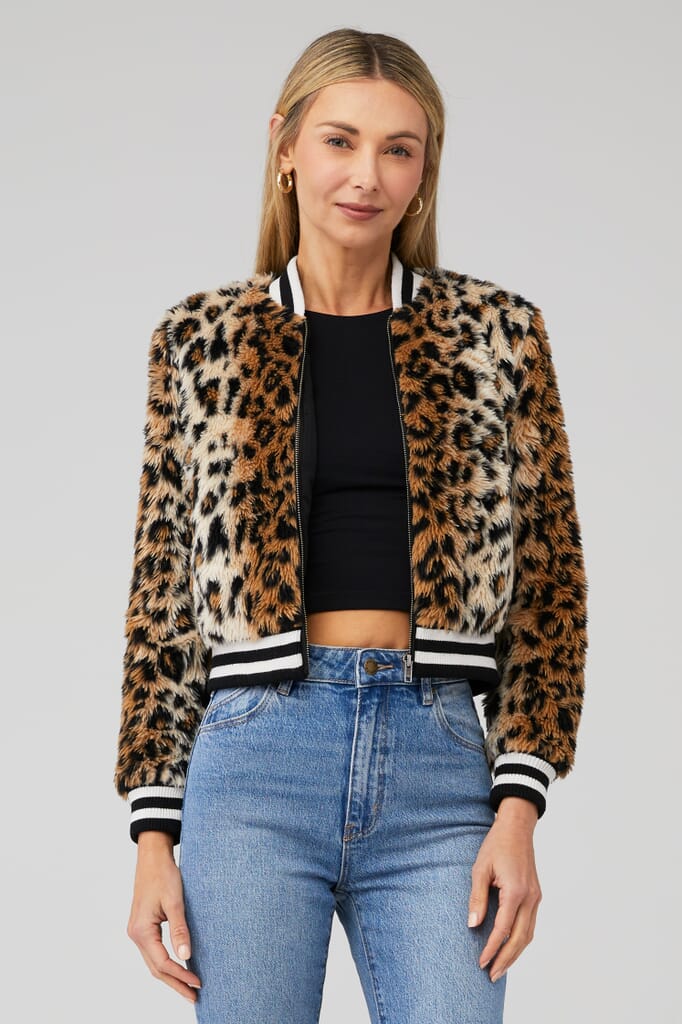 BB Dakota CAT POWER FAUX FUR BOMBER JACKET in brown