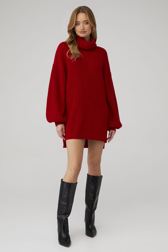 Show Me Your Mumu | Chester Sweater Dress in Holly Red| FashionPass