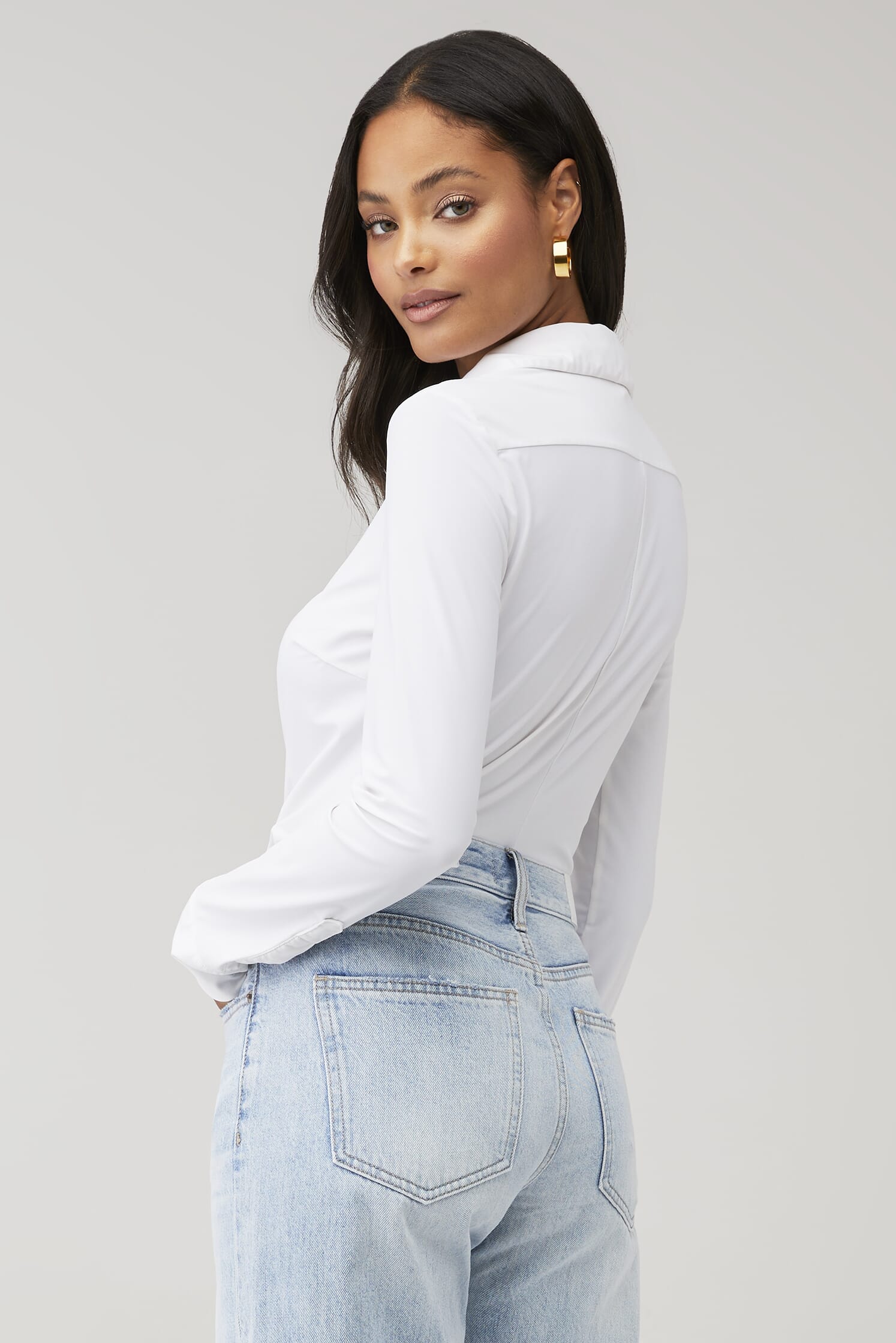 Commando Classic Button Down Bodysuit In White Fashionpass