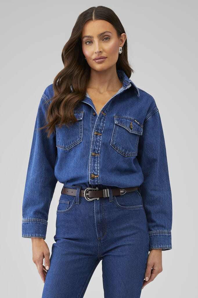 Rolla's | Classic Shacket in Ashley Blue| FashionPass