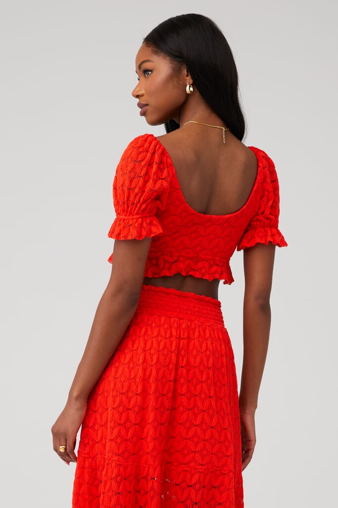 Show Me Your Mumu | Coco Crop Top in Spacey Lacey Red| FashionPass