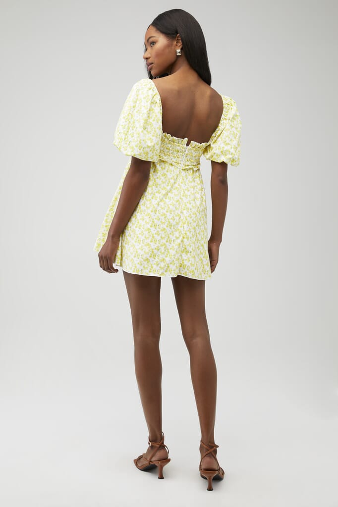 For Love & Lemons | Cynthia Mini Dress in Yellow| FashionPass