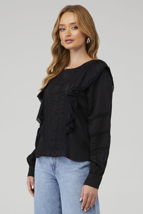 LoveShackFancy | Devika Top in Black| FashionPass