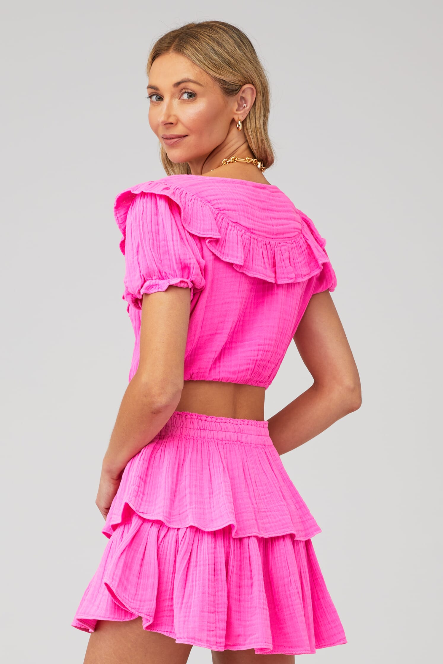 LoveShackFancy | Elania Crop Top in Flirty Fuschia | FashionPass