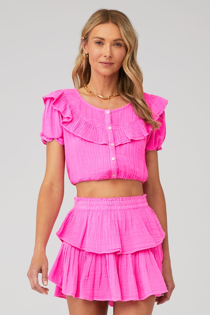 LoveShackFancy | Elania Crop Top in Flirty Fuschia| FashionPass