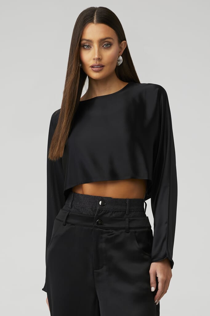 Nonchalant Label | Emmy Clean Hem Crop in Black| FashionPass