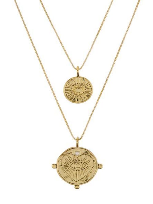 Double coin pendant necklace store