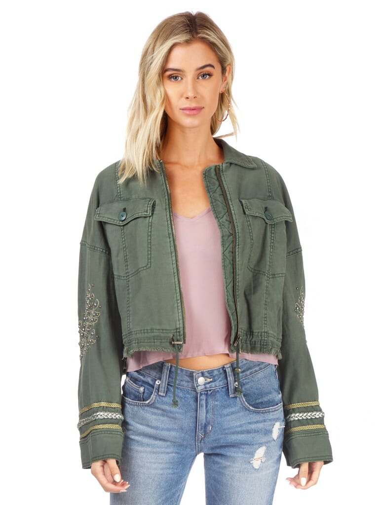 Free People | Extreme Cropped Military Jacket in Moss| FashionPass