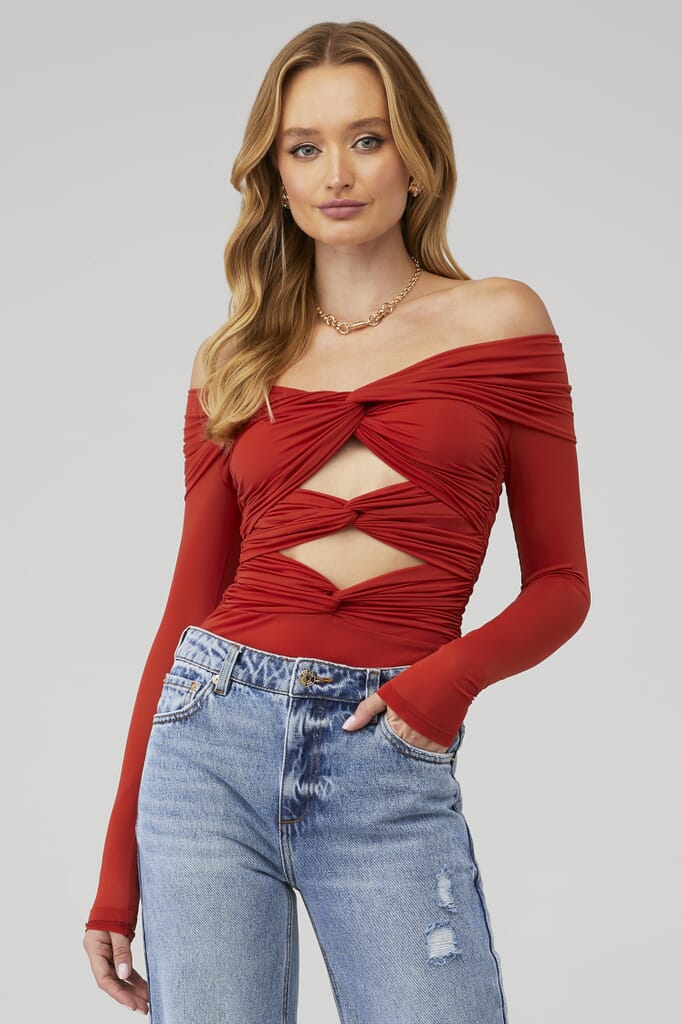 Ronny Kobo | Fitz Bodysuit in Rust| FashionPass