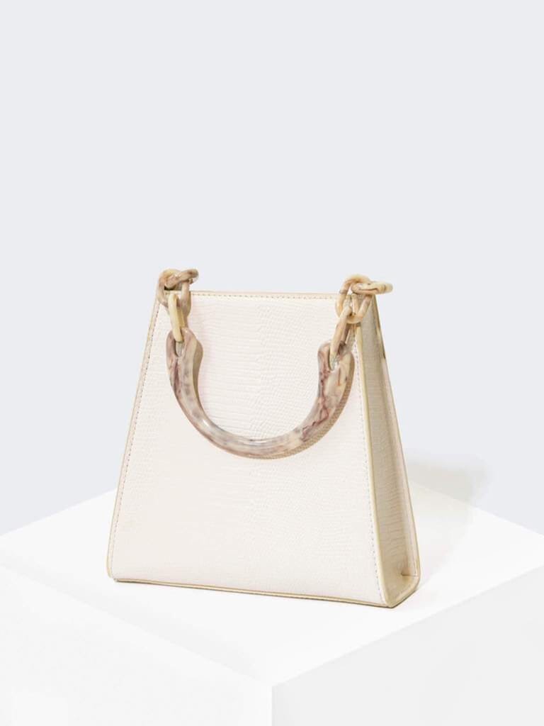 House of Want | Glow Up Mini Bucket Bag in White Lizard| FashionPass