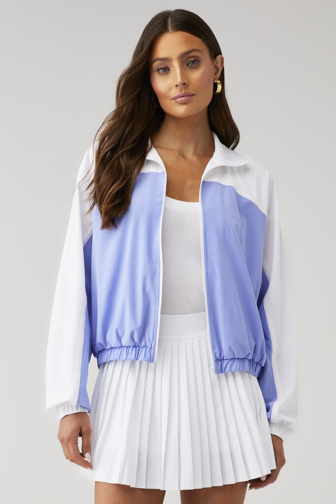 Beyond Yoga | Go Retro Colorblock Jacket in Periwinkle Cloud/ True ...