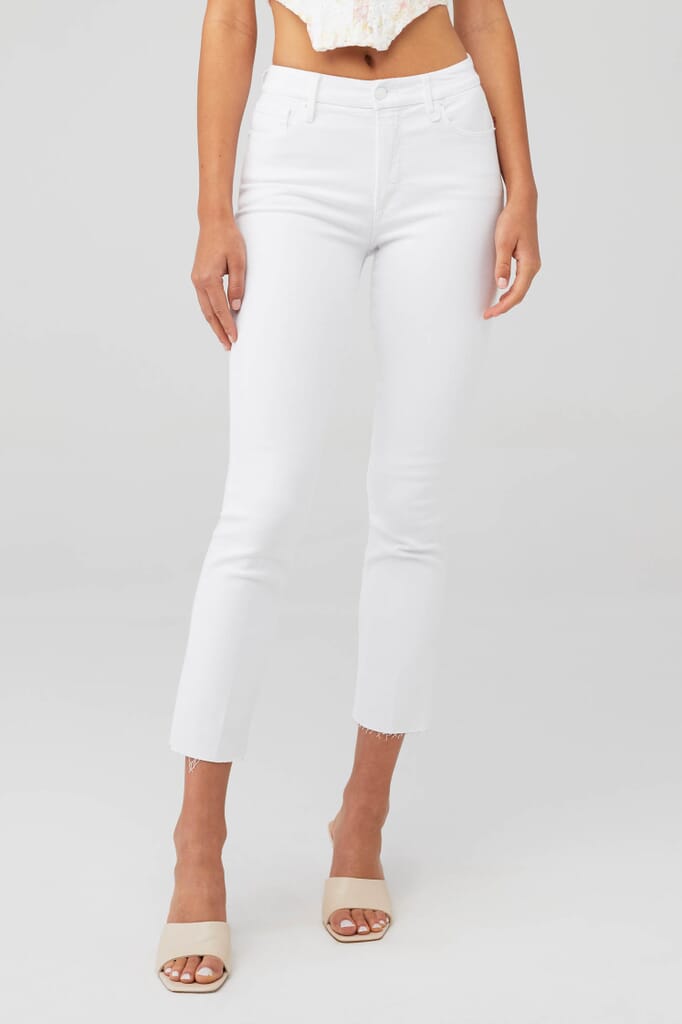 Good American | Good Straight Raw Hem Jean in White| FashionPass