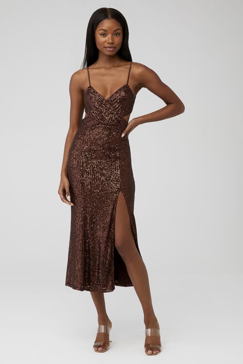 Saylor Harmonie Dress In Chocolate Sequin FashionPass Saylor Harmonie Dress In Chocolate Sequin FashionPass