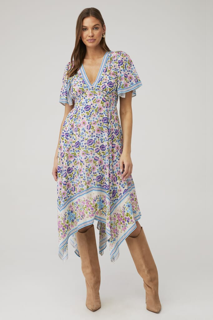 Spell | Impala Lily Handkerchief Dress in Iris| FashionPass