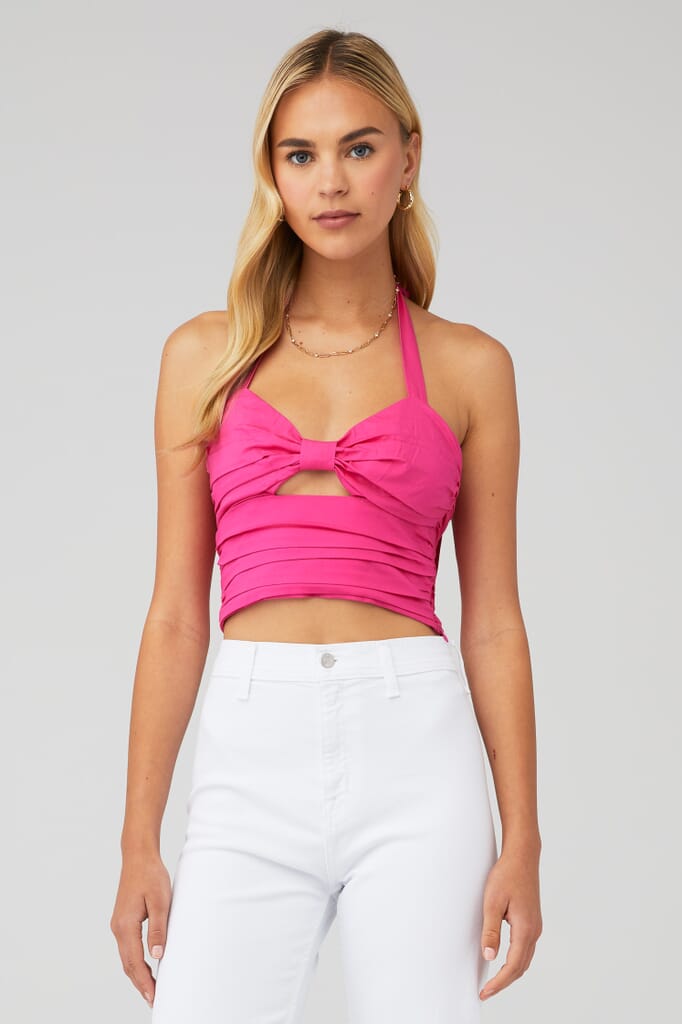 Wayf Knotted Halter Top In Magenta Fashionpass