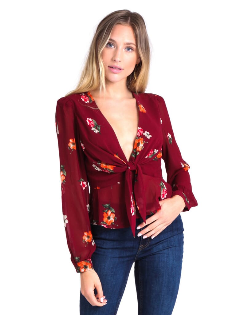 ASTR | Laney Top in Burgundy Floral| FashionPass