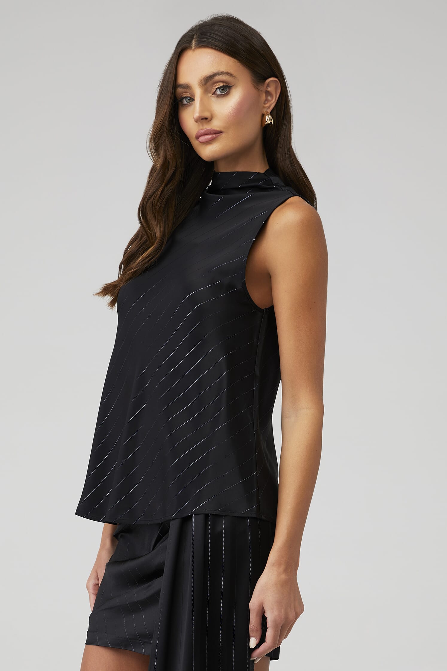 Nonchalant Label | Laura Top in Black/Silver Stripes| FashionPass
