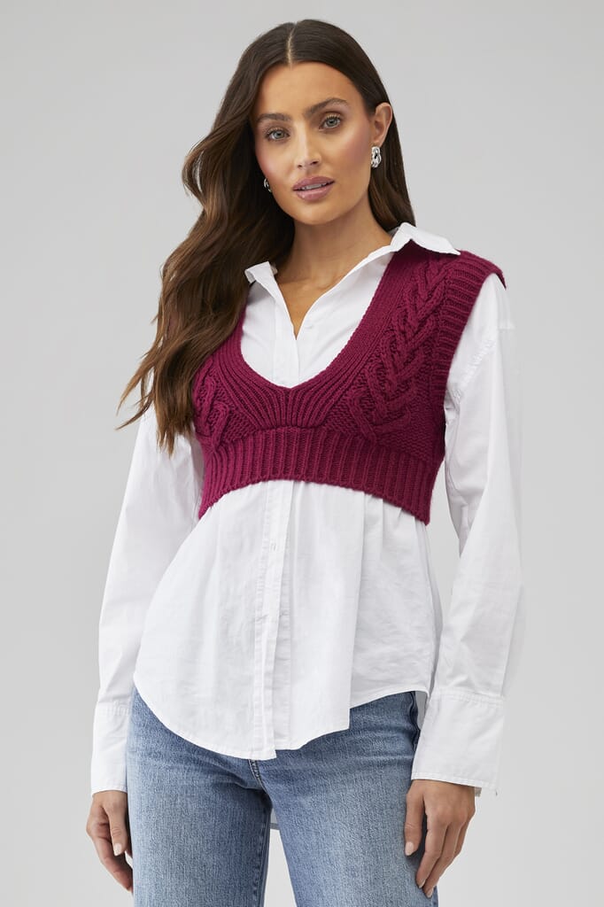 For Love & Lemons | Layton Cropped Vest in Red| FashionPass