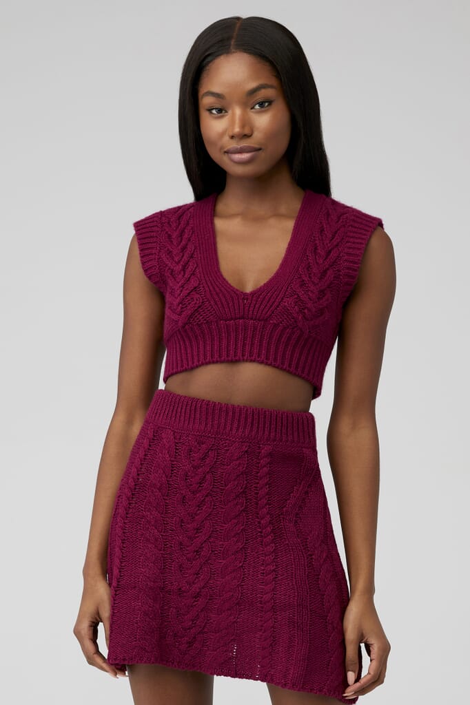 For Love & Lemons | Layton Cropped Vest in Red| FashionPass