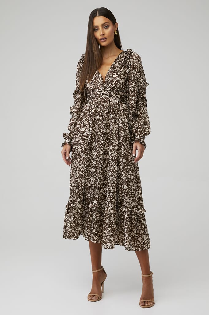 SABINA MUSAYEV | Legend Dress in Brown Print| FashionPass