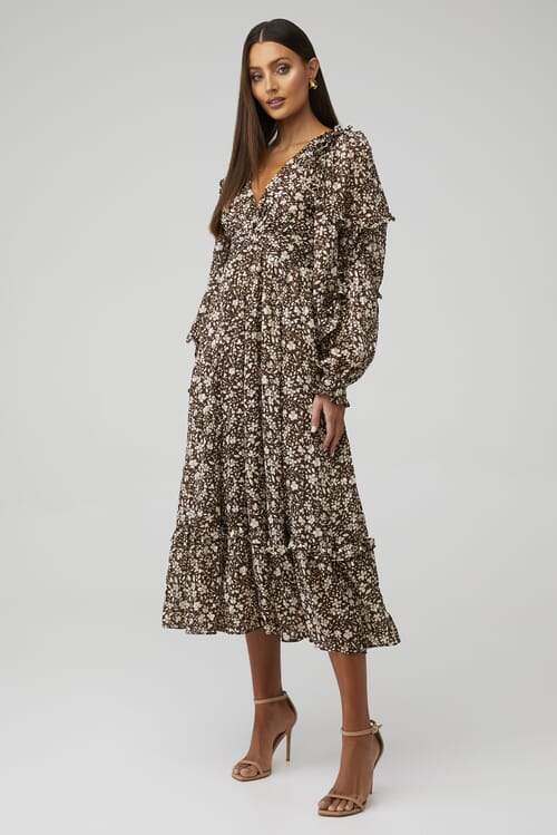 SABINA MUSAYEV | Legend Dress in Brown Print| FashionPass
