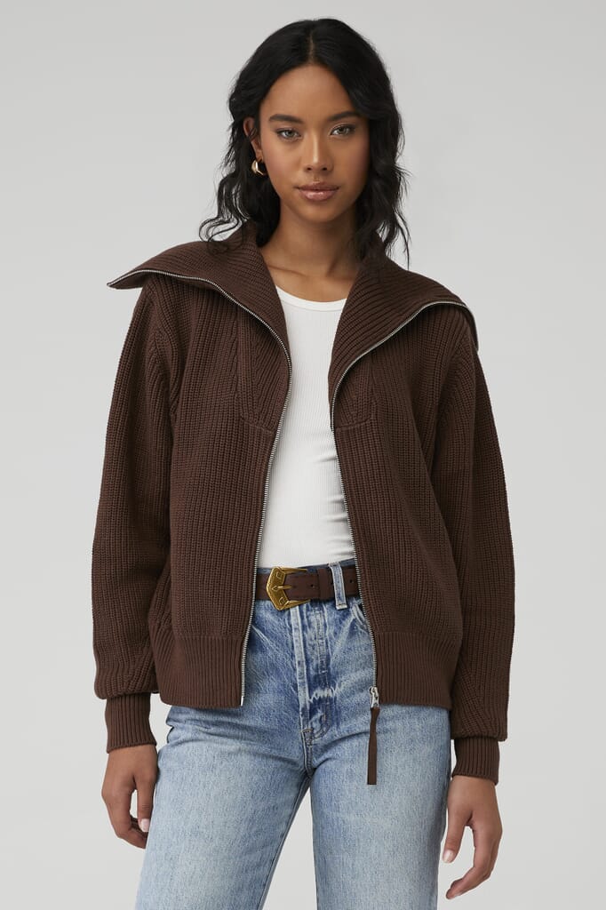 Varley | Mayville Knit Jacket in Chestnut| FashionPass