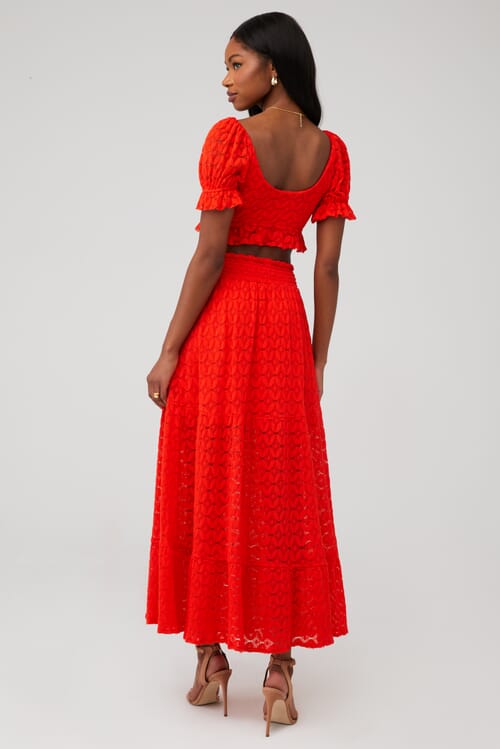 Show Me Your Mumu | Melinda Maxi Skirt in Spacey Lacey Red| FashionPass