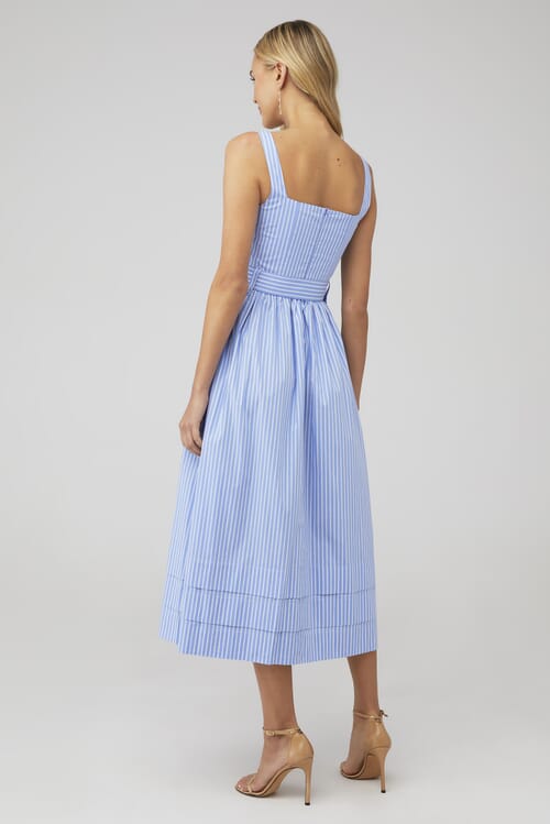 Sophie Rue | Michele Tie Waist Dress in Blue Stripe| FashionPass