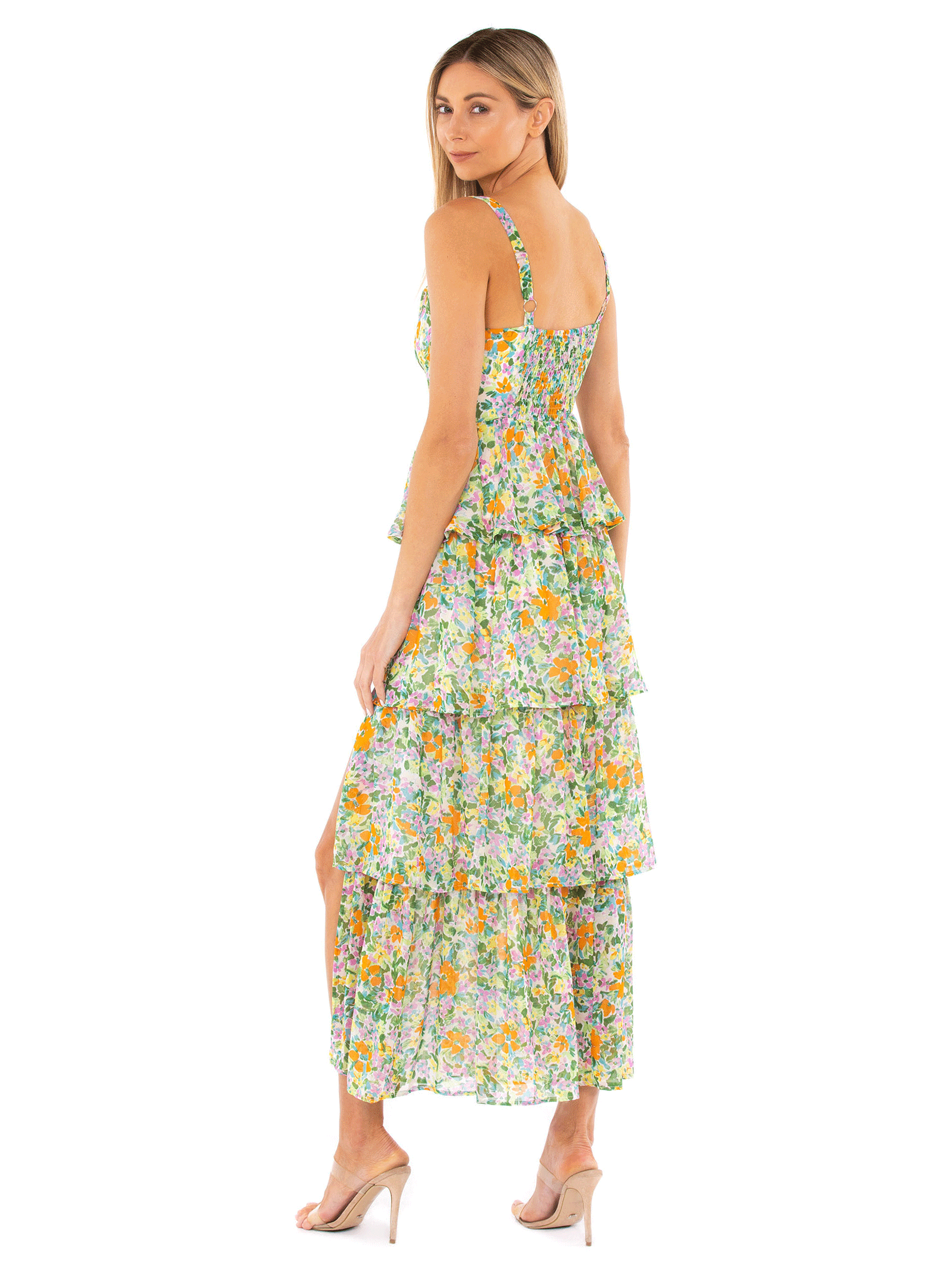 ASTR | Midsummer Dress in Green Orange Floral | FashionPass