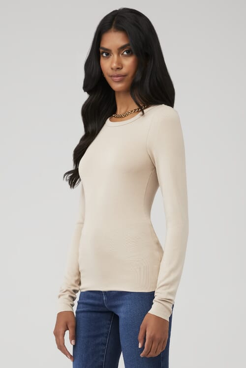 The Range | Modal Jersey No Bra Club Crew in Saddle| FashionPass