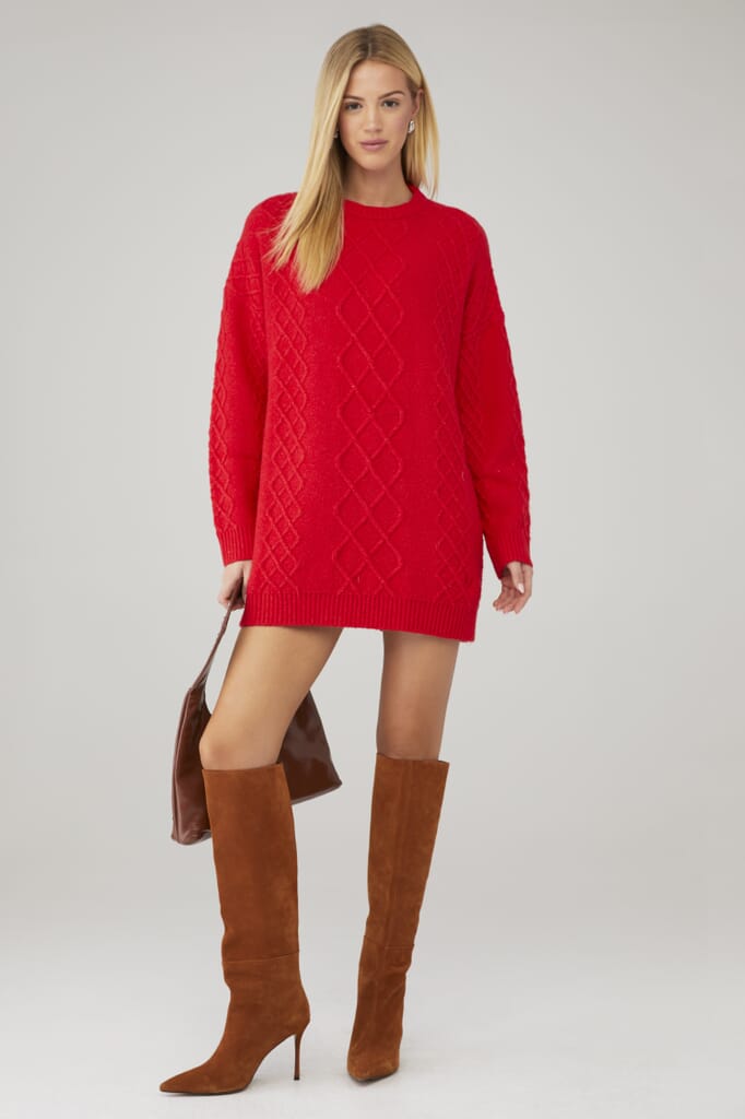 SGNTR the Label | Molly Cable Knit Tunic in Red| FashionPass