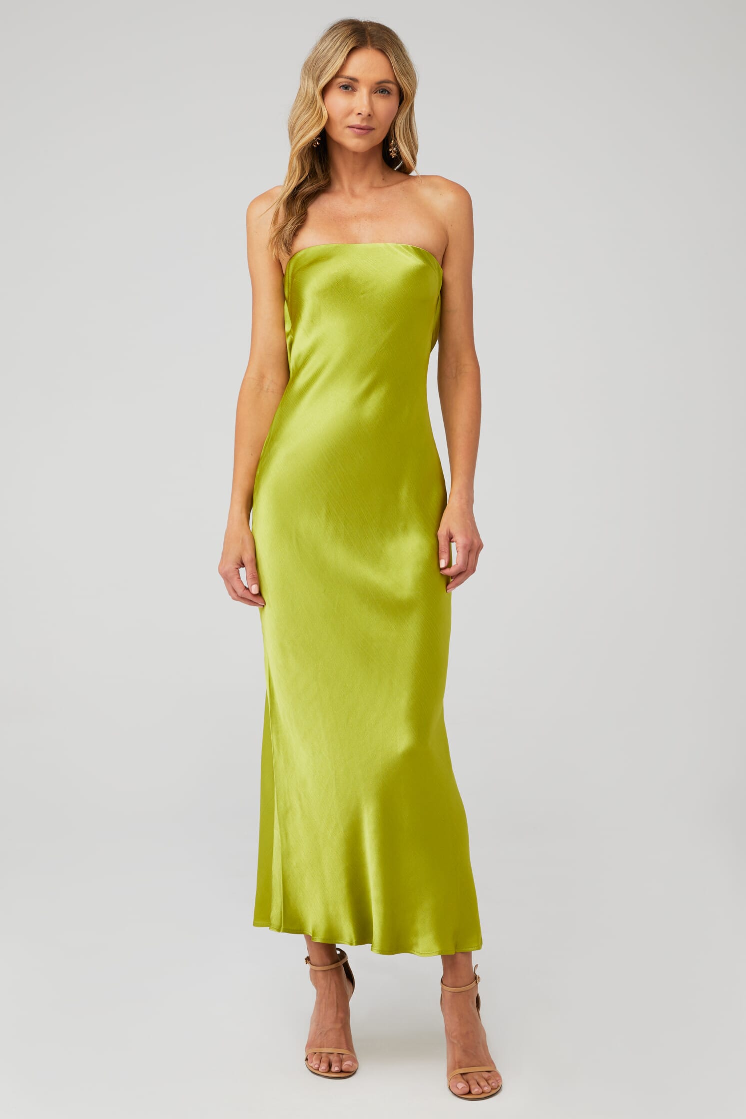 BEC + BRIDGE | Moon Dance Strapless Dress in Chartreuse Green| FashionPass BEC + BRIDGE | Moon Dance Strapless Dress in Chartreuse Green| FashionPass