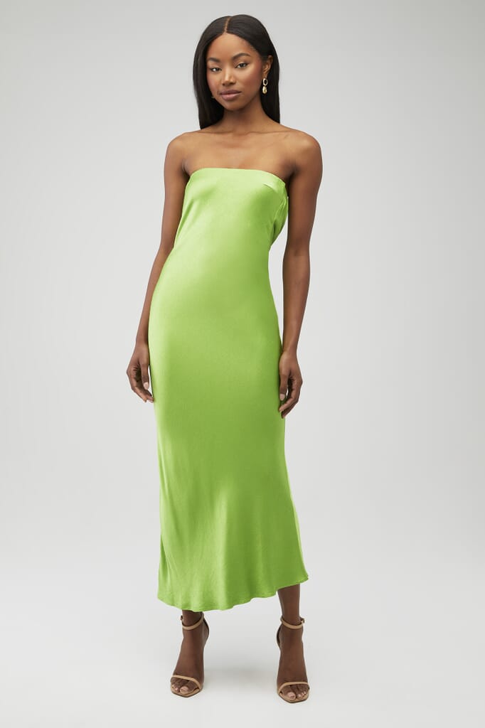 BEC + BRIDGE | Moon Dance Strapless Dress in Sweet Pea Green| FashionPass