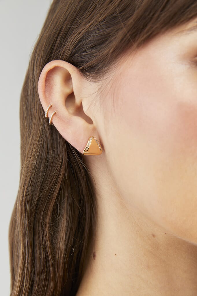 Luv Aj | Pave Shield Studs in Gold| FashionPass