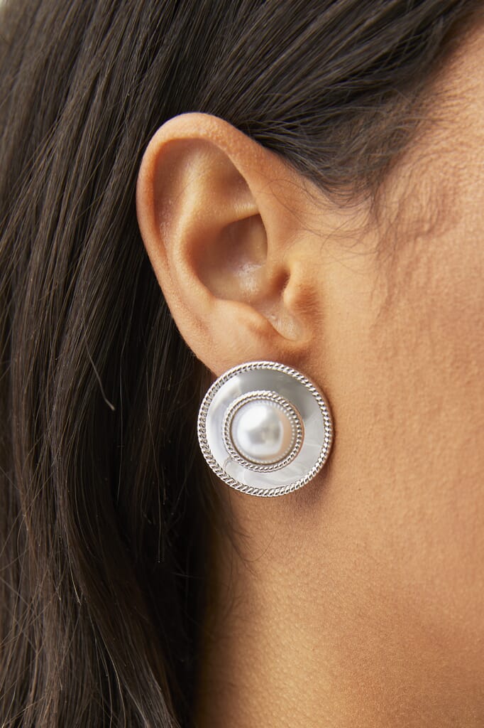 Luv Aj | Pearl Statement Studs in Silver| FashionPass