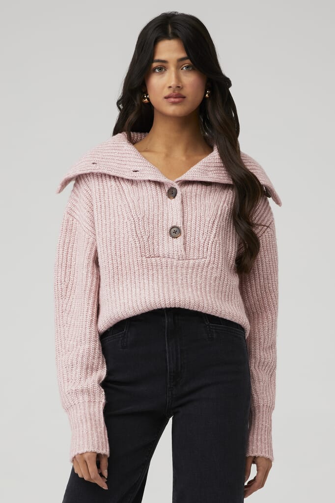 Varley | Peverel Button Placket Knit in Woodrose| FashionPass