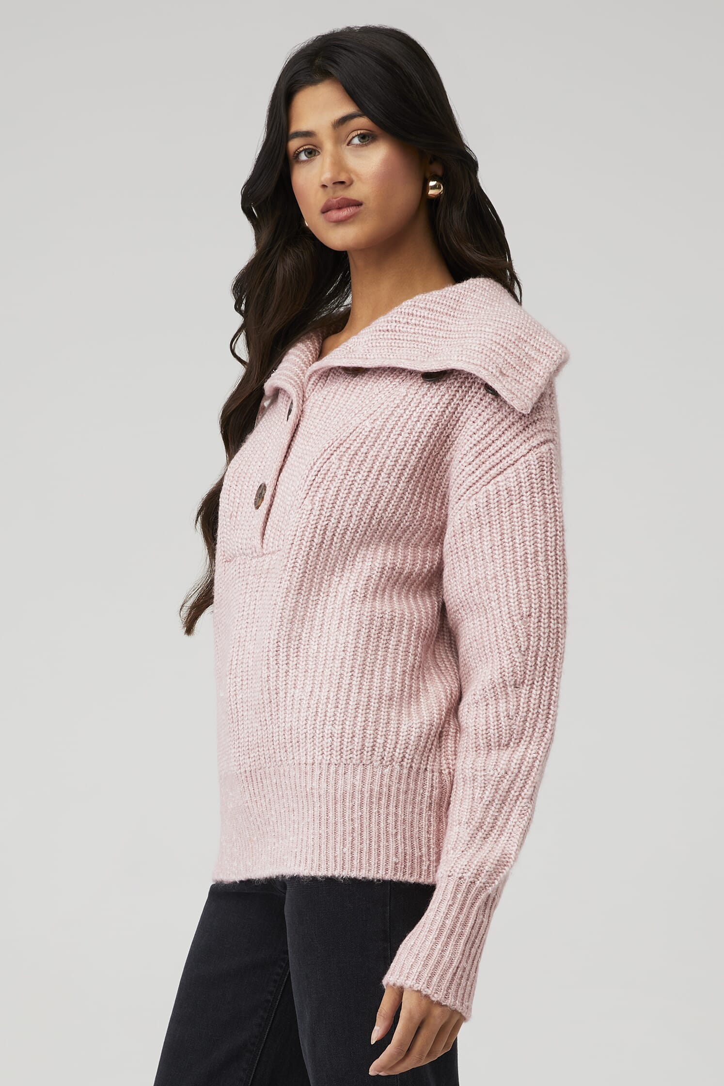 Varley | Peverel Button Placket Knit in Woodrose| FashionPass