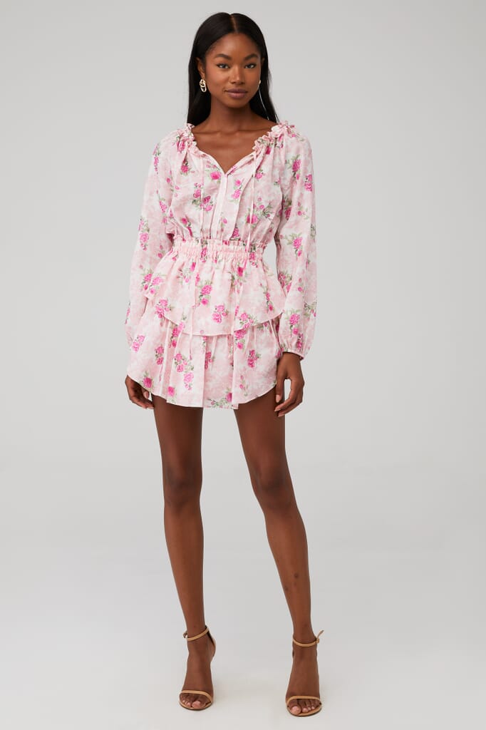 LoveShackFancy | Popover Dress in Pink Ivy | FashionPass