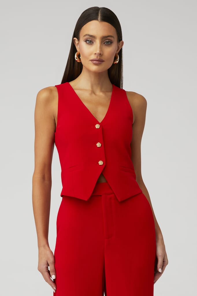 Karina Grimaldi | Pythia Vest in Ruby| FashionPass
