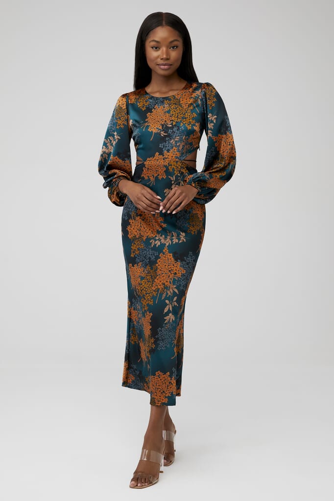 ASTR | Quinn Dress in Green Rust Floral | FashionPass