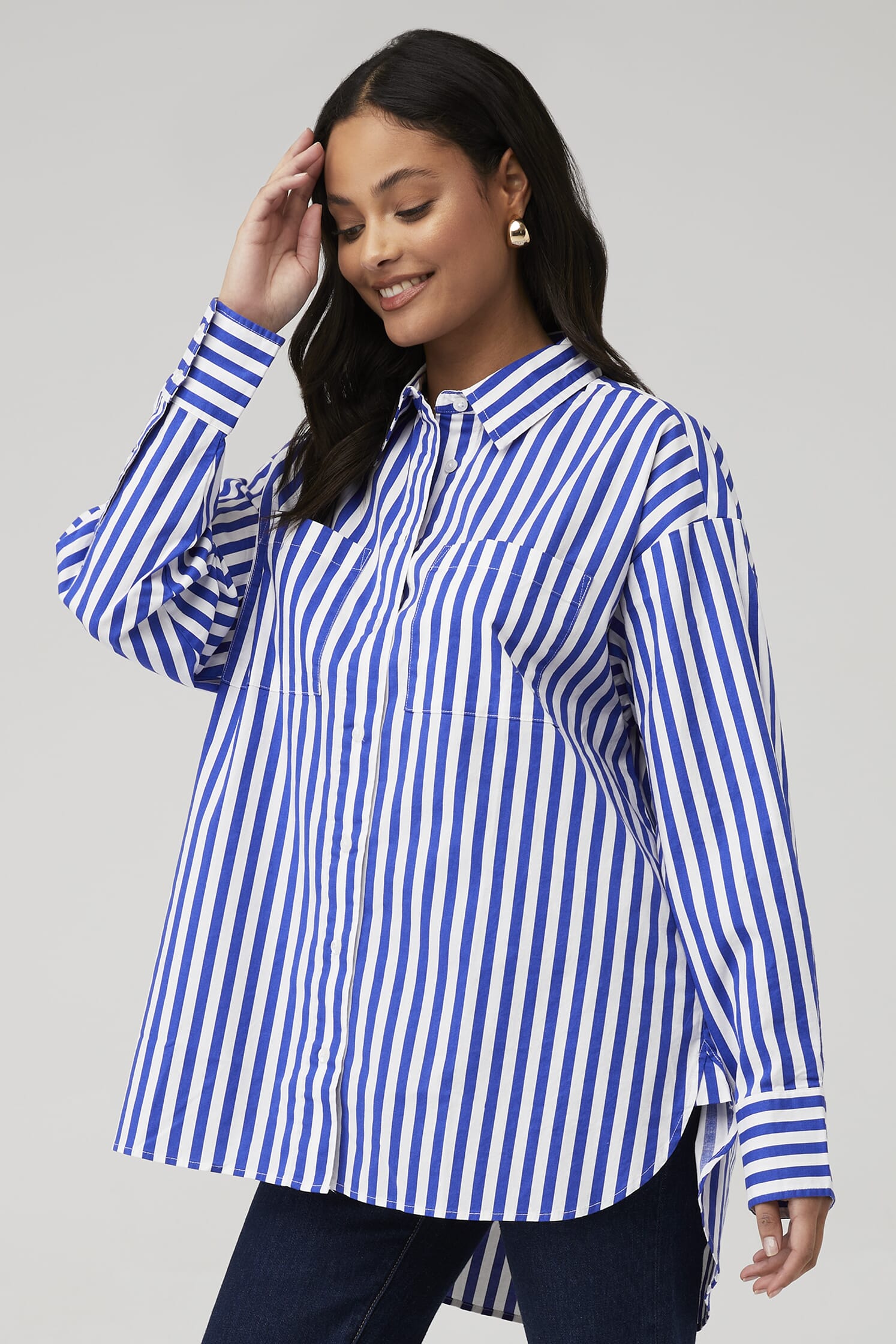 PISTOLA | Rena Button Down in Cobalt Stripe| FashionPass