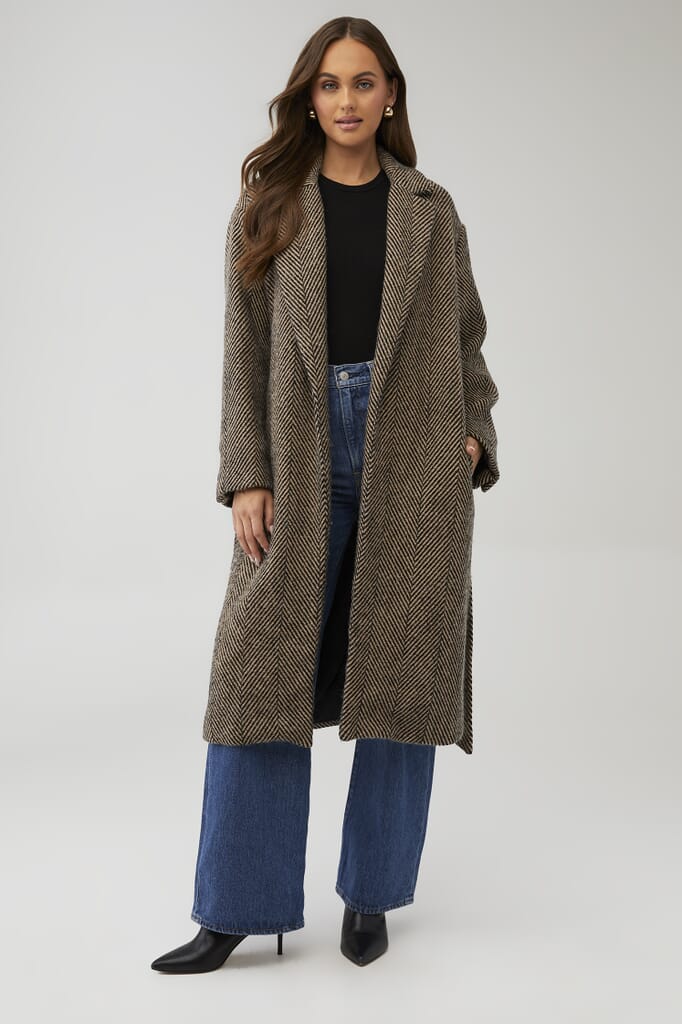 ASTR | Rhodes Coat in Taupe-Black| FashionPass